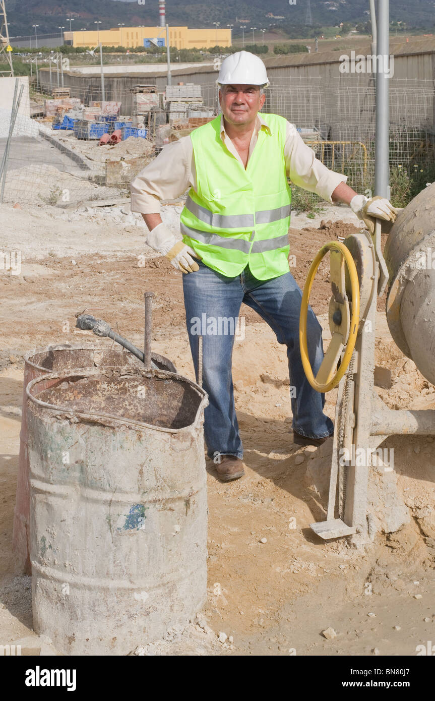 Hispanic construction worker standing on construction site Stock Photo ...