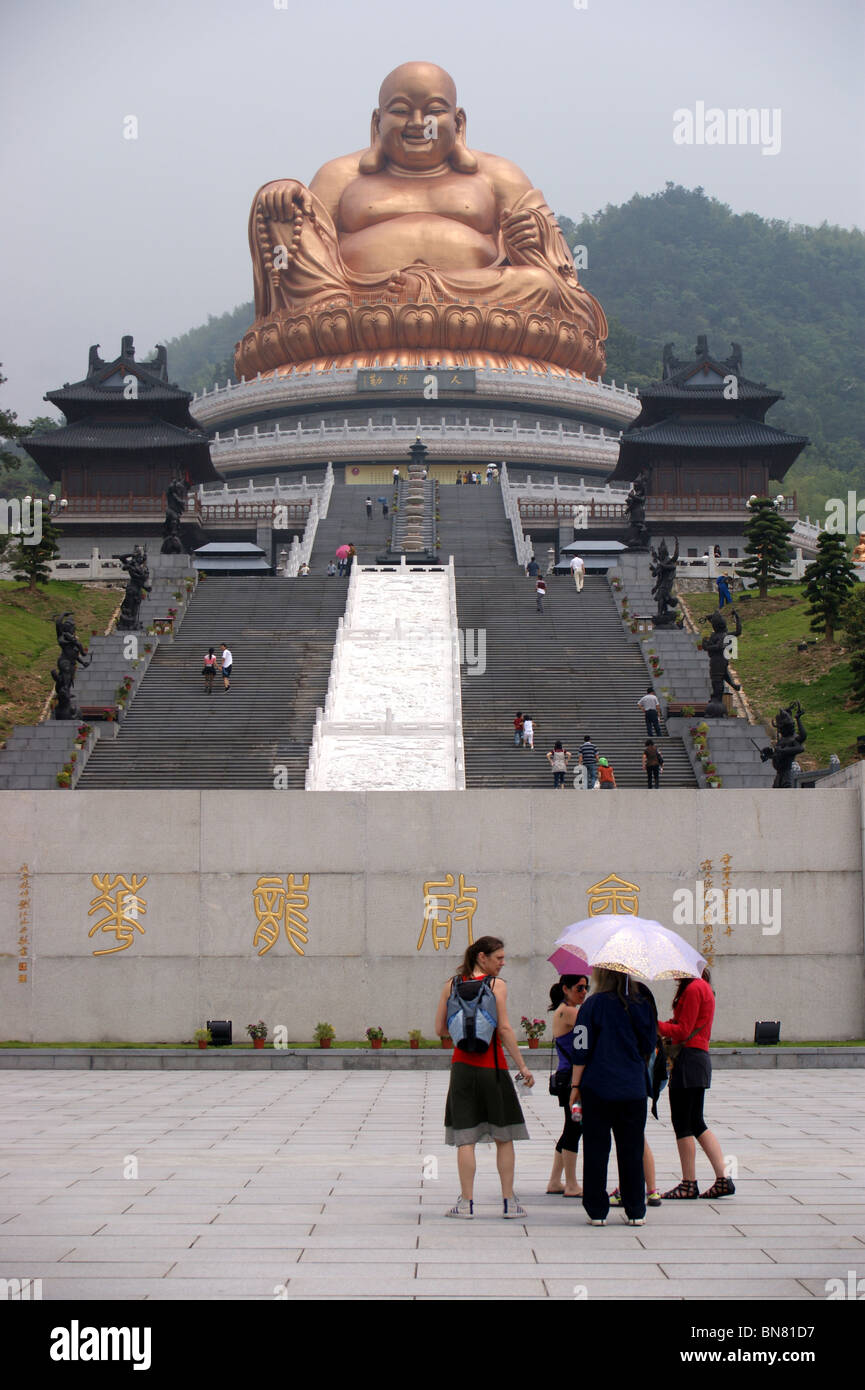 Statue of Maitreya Buddha, Xuedou Buddhist Temple, Xikou, Zheijang ...