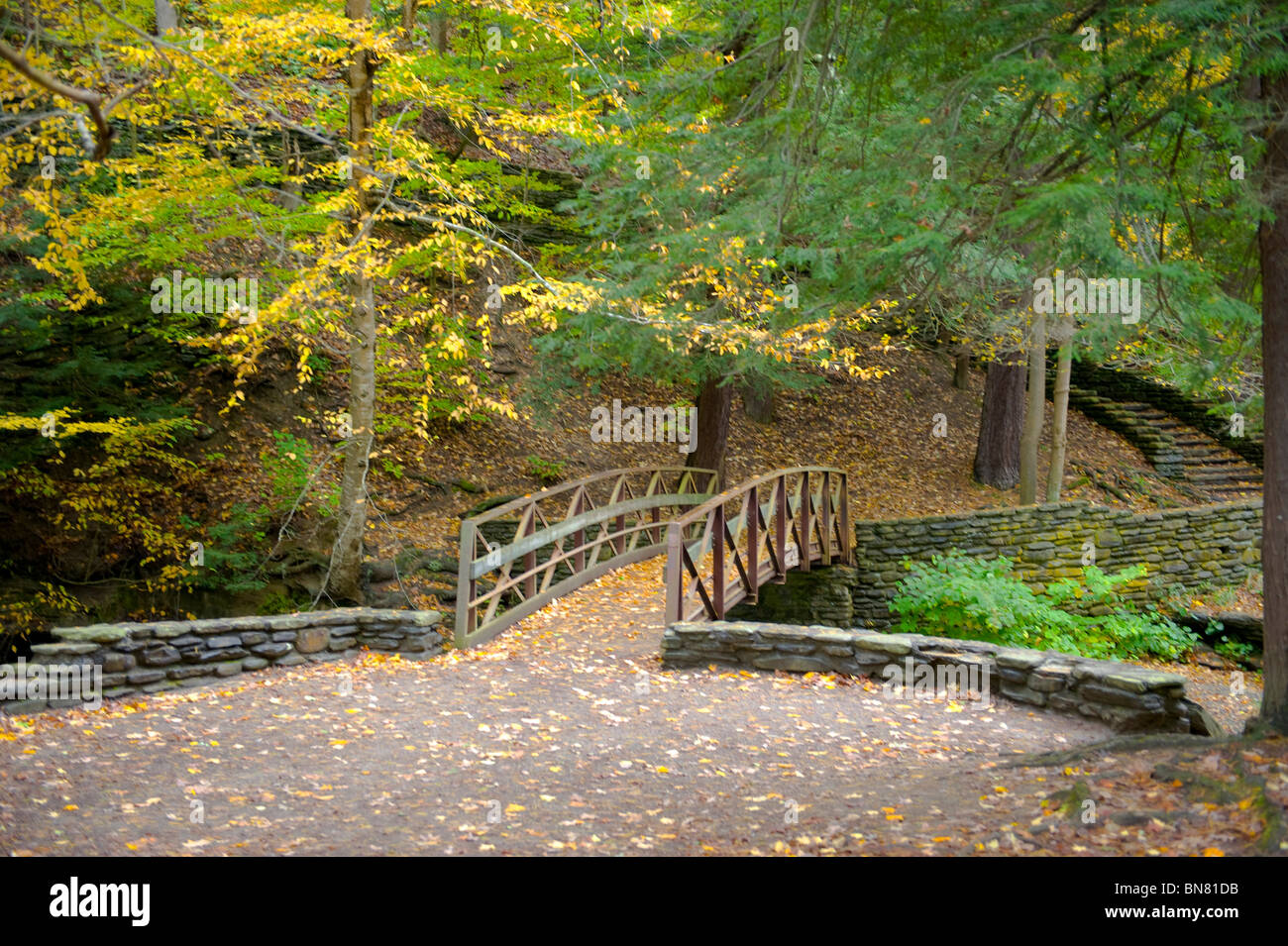 Bridge in Letchworth State Park Western New York Stock Photo - Alamy