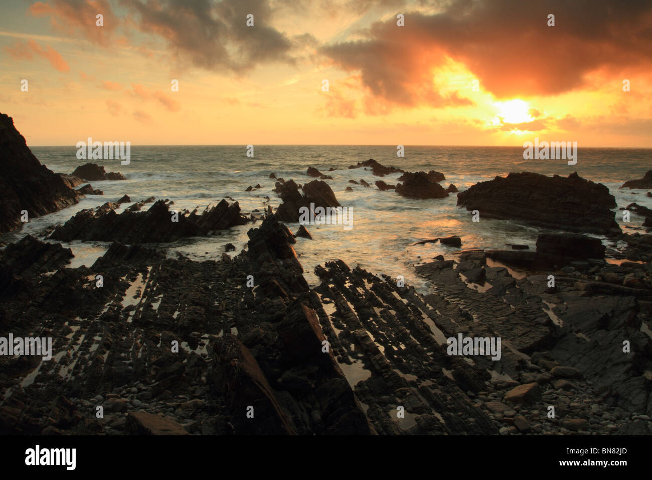 Hartland Quay, Sunset, North Devon, England, UK Stock Photo - Alamy