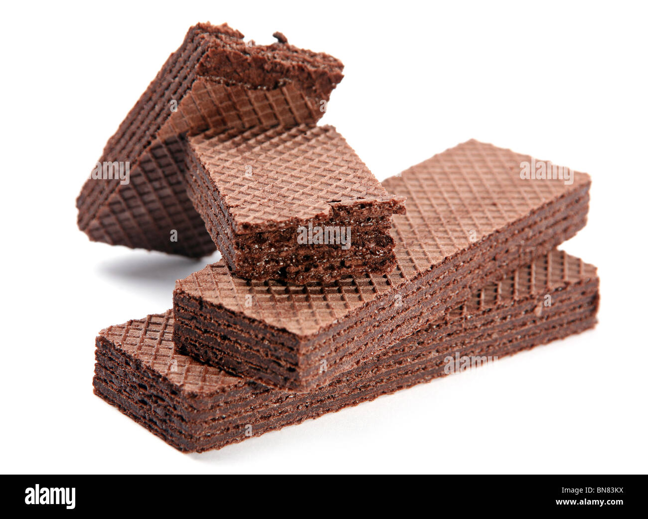 Chocolate brown waffle closeup on white Stock Photo - Alamy