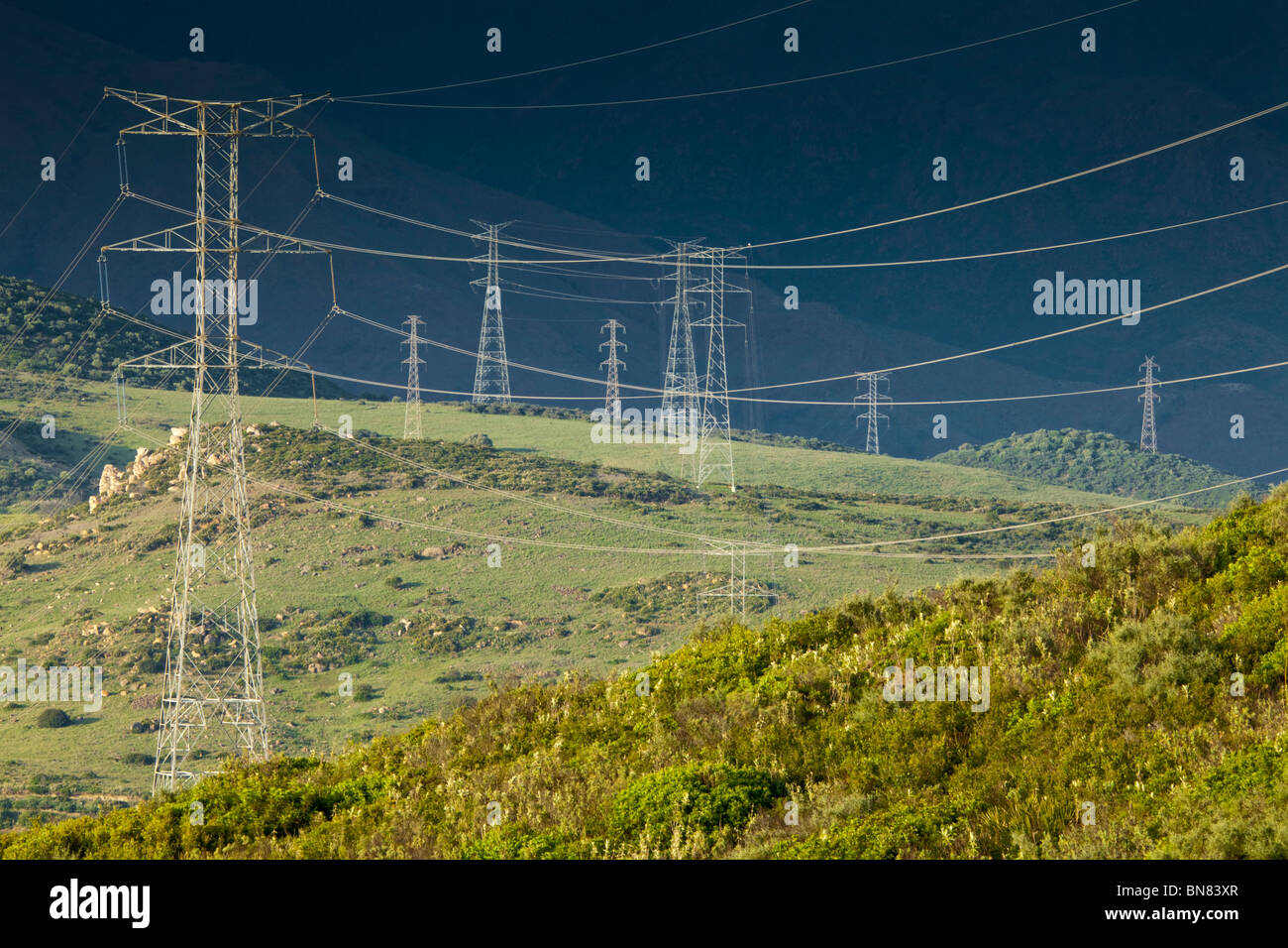 Power lines through the country side Stock Photo - Alamy