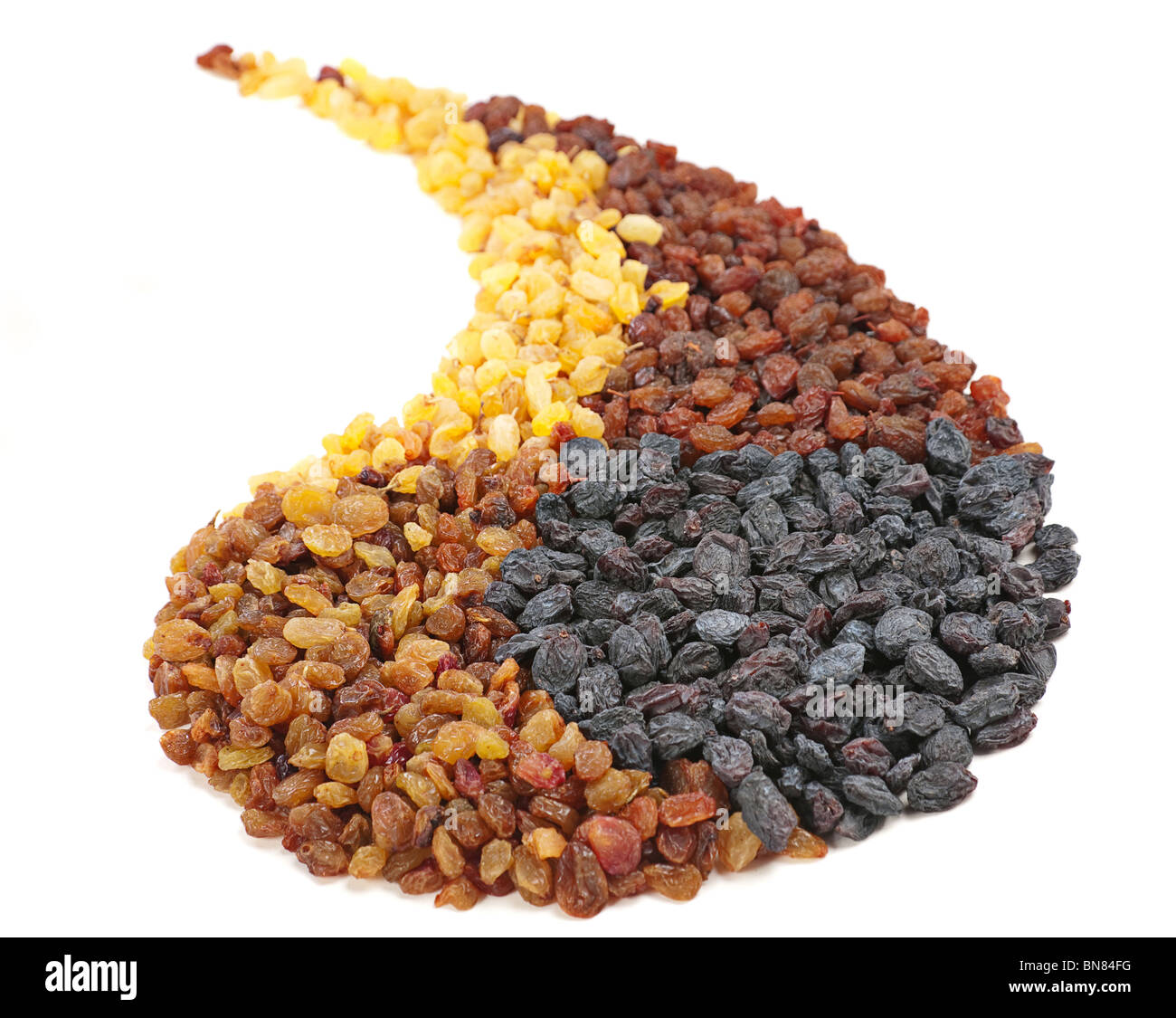 Four sort dried fruit raisin on white Stock Photo - Alamy