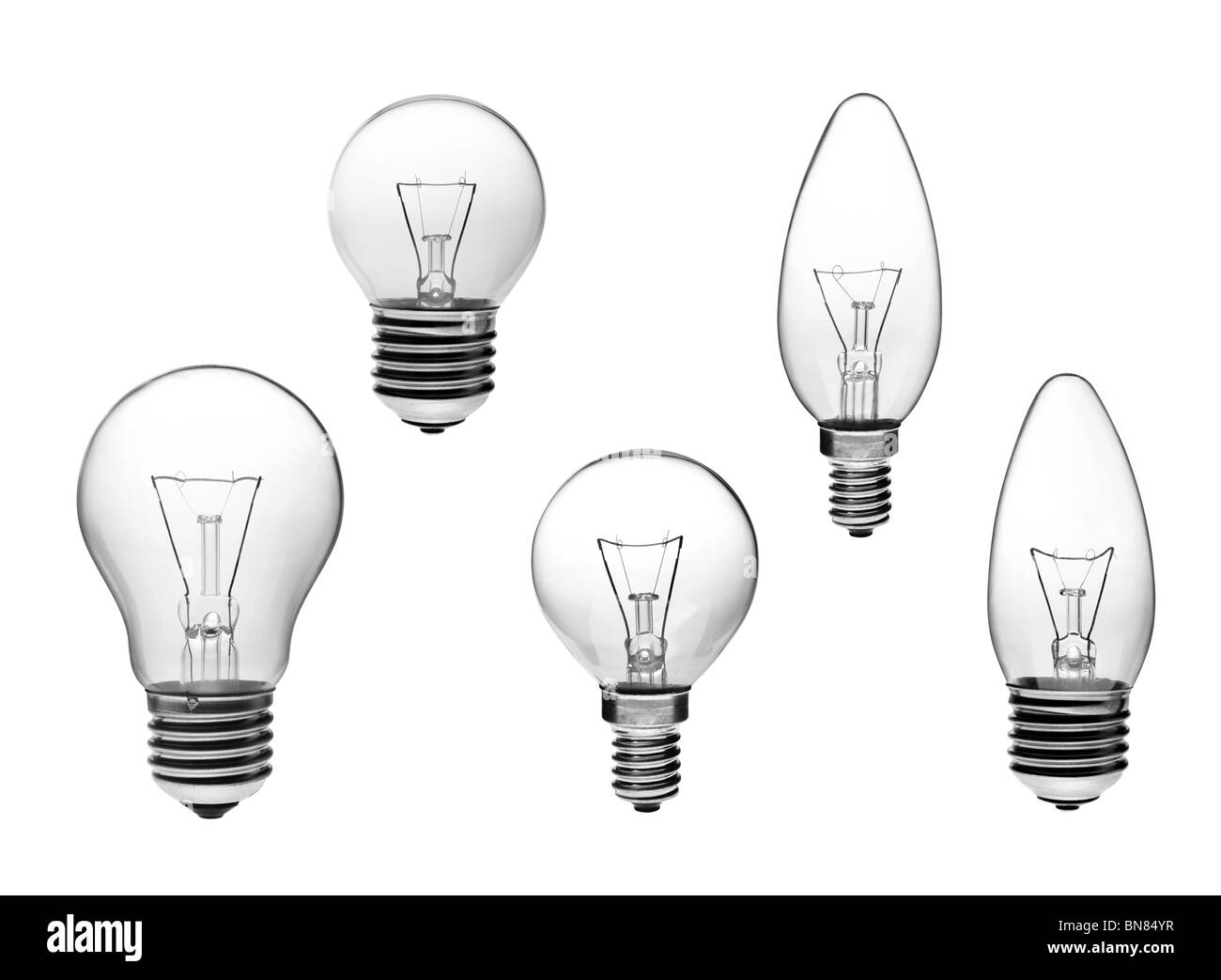 Light bulb lighting equipment mix set on white Stock Photo - Alamy
