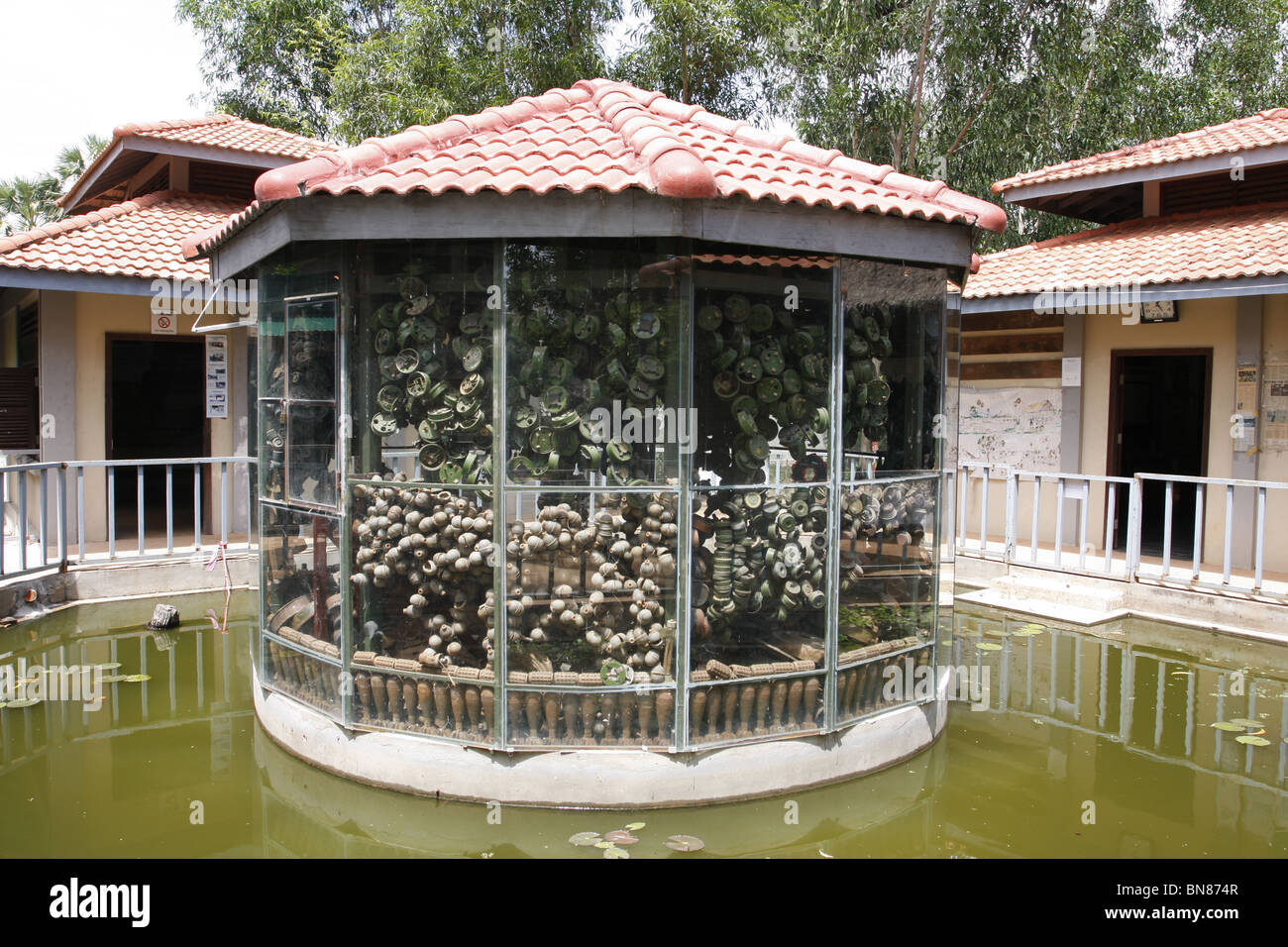 A pavilion filled with land mines at the Aki Ra Landmine Museum, Siem ...