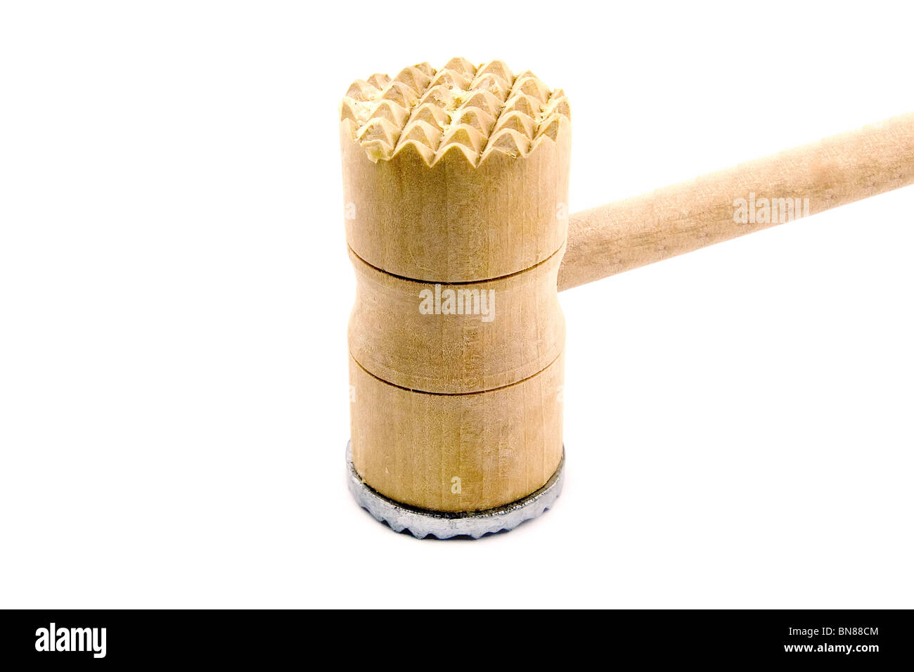 Meat tenderizer. Wooden meat hammer on white background Stock Photo - Alamy
