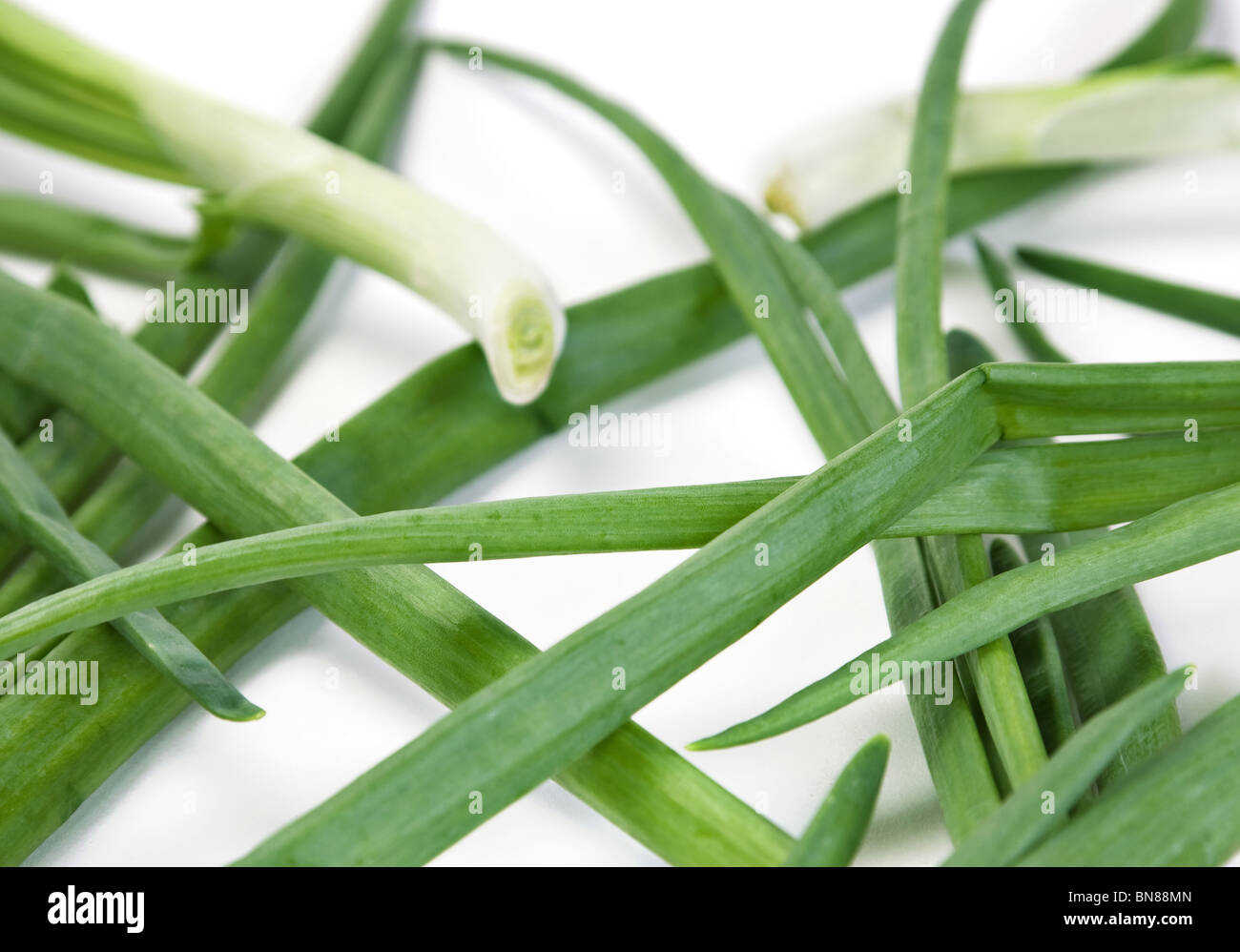 Young onion green leaf closeup background Stock Photo - Alamy