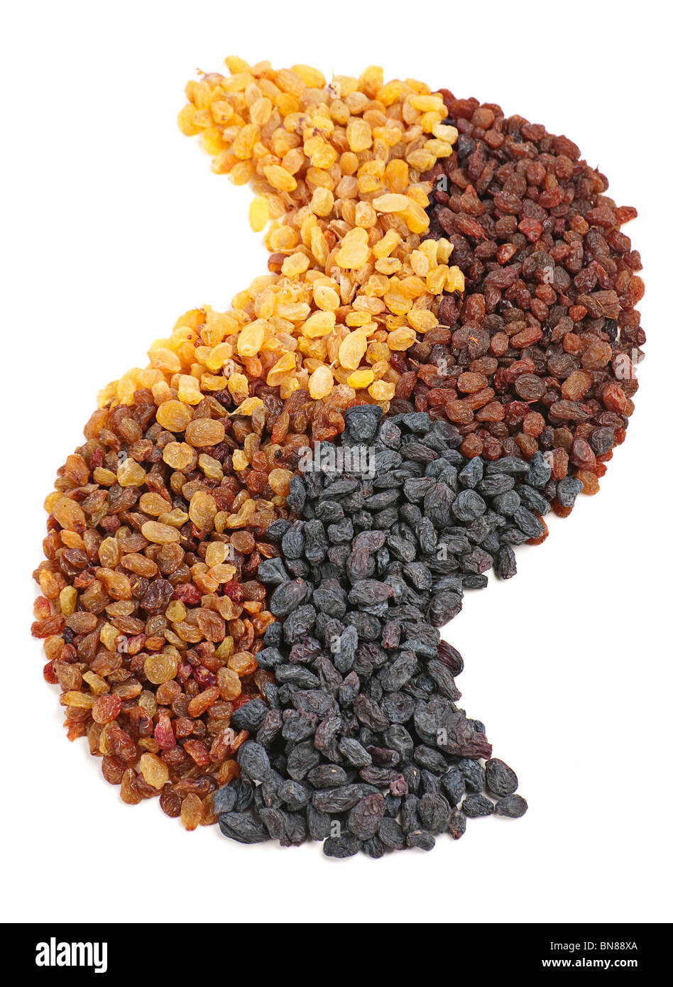 Four sort dried fruit raisin on wite Stock Photo - Alamy