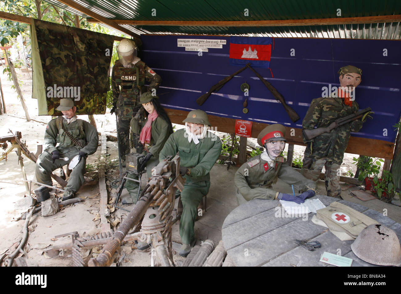 Reenactment of Cambodia at war at the Aki Ra Landmine Museum, Siem Reap ...