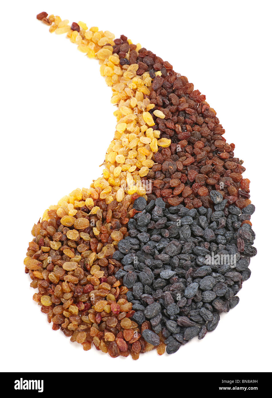 Four sort dried fruit raisin on wite Stock Photo - Alamy