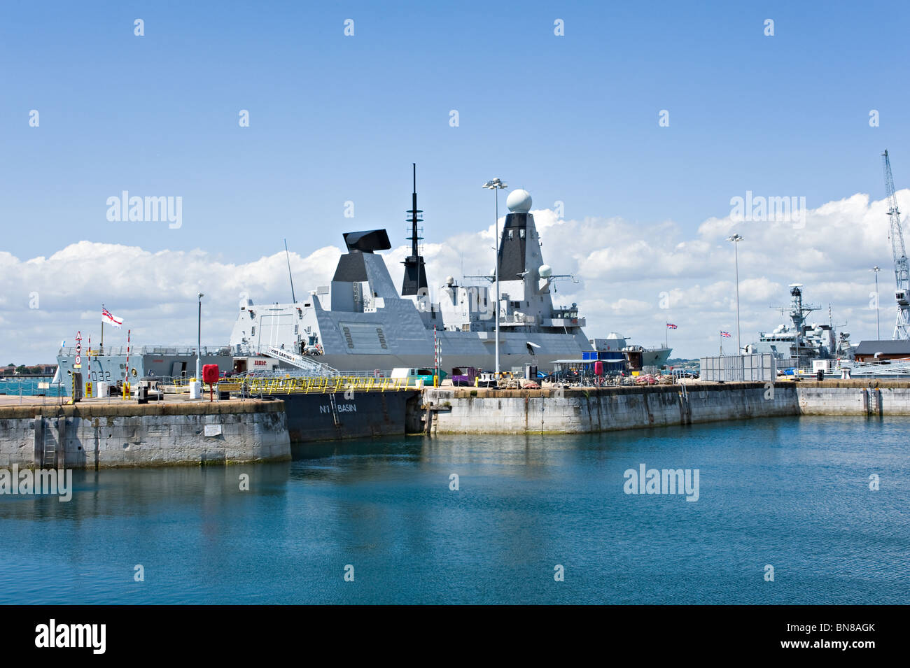 Royal Navy Type 45 Destroyer HMS Daring D32 Docked in Portsmouth Naval ...