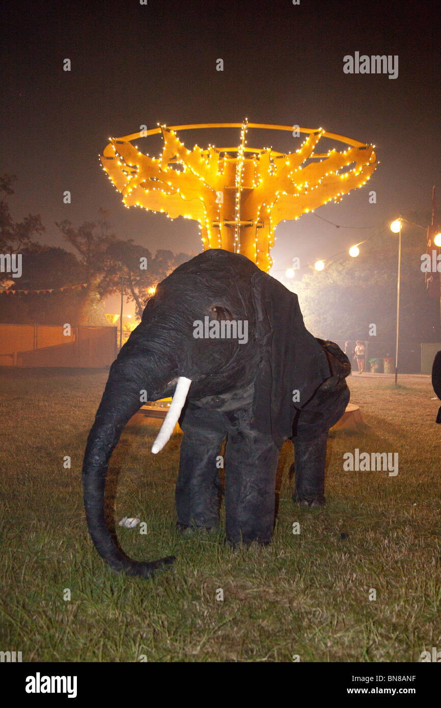 Backstage elephant at the Glastonbury festival 2010 Stock Photo - Alamy