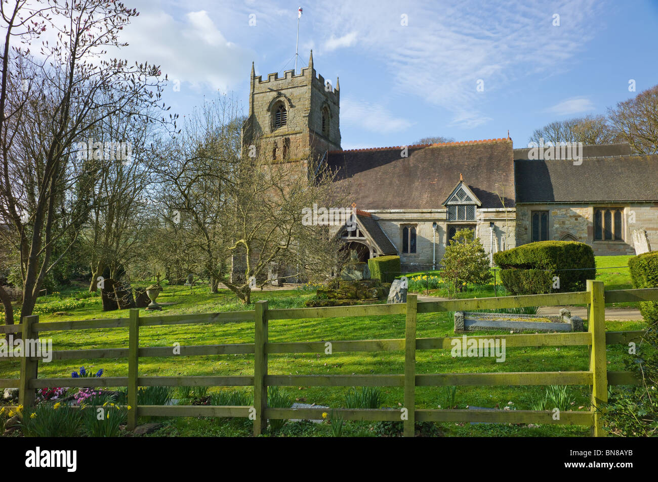 churchyard beoley church warwickshire midlands Stock Photo - Alamy