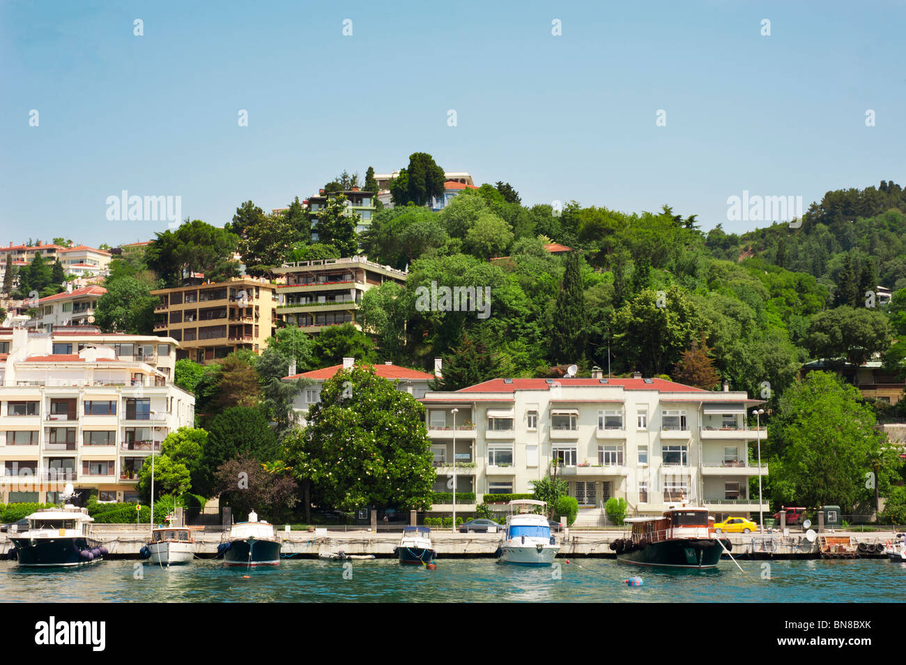 Luxury residential apartments on the waterfront of a river Stock Photo ...