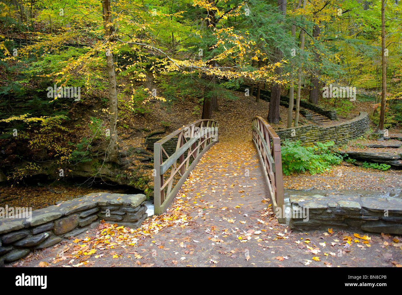Bridge in Letchworth State Park Western New York Stock Photo - Alamy