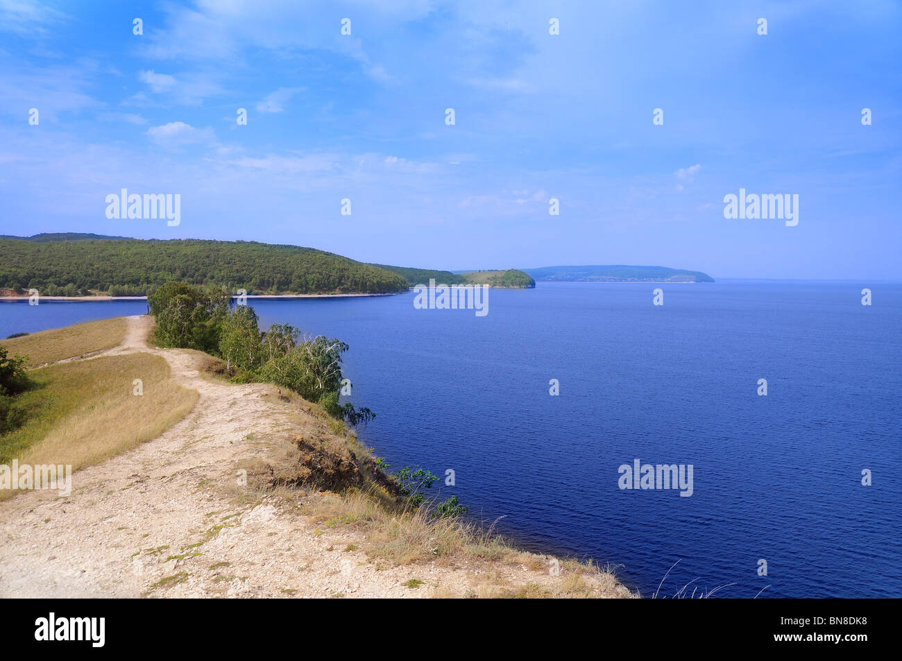 Beautiful scenery of Volga river in Russian National park "Samara Luka ...