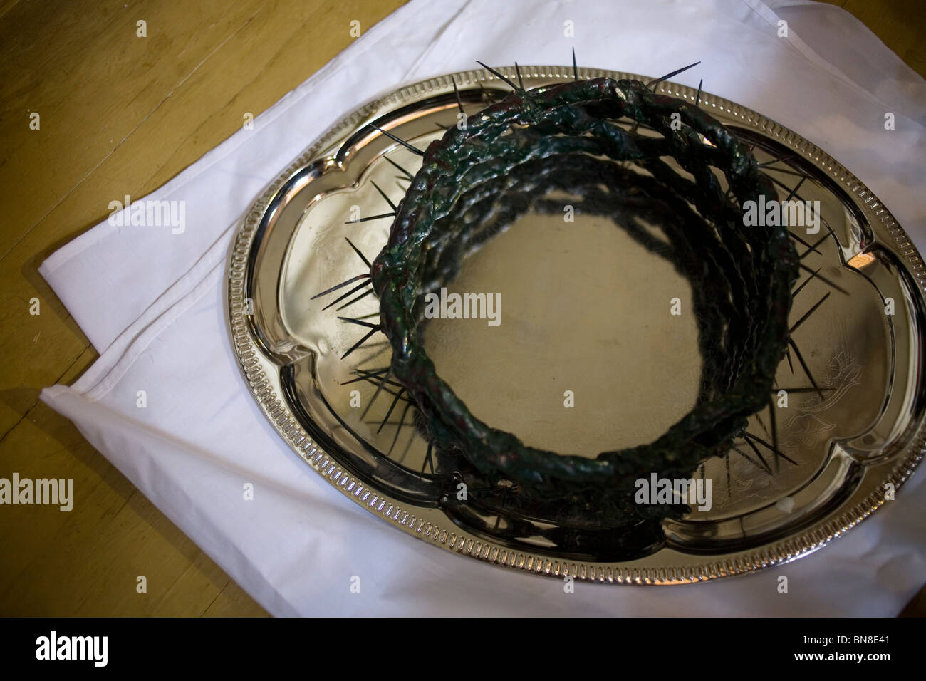 A crown of thorns is displayed during holy week celebrations in Oaxaca ...