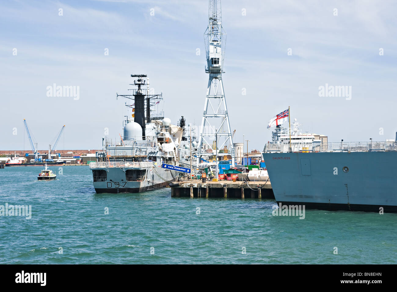 Royal Navy Type 42 Warship Destroyer HMS Edinburgh D97 Docked at ...