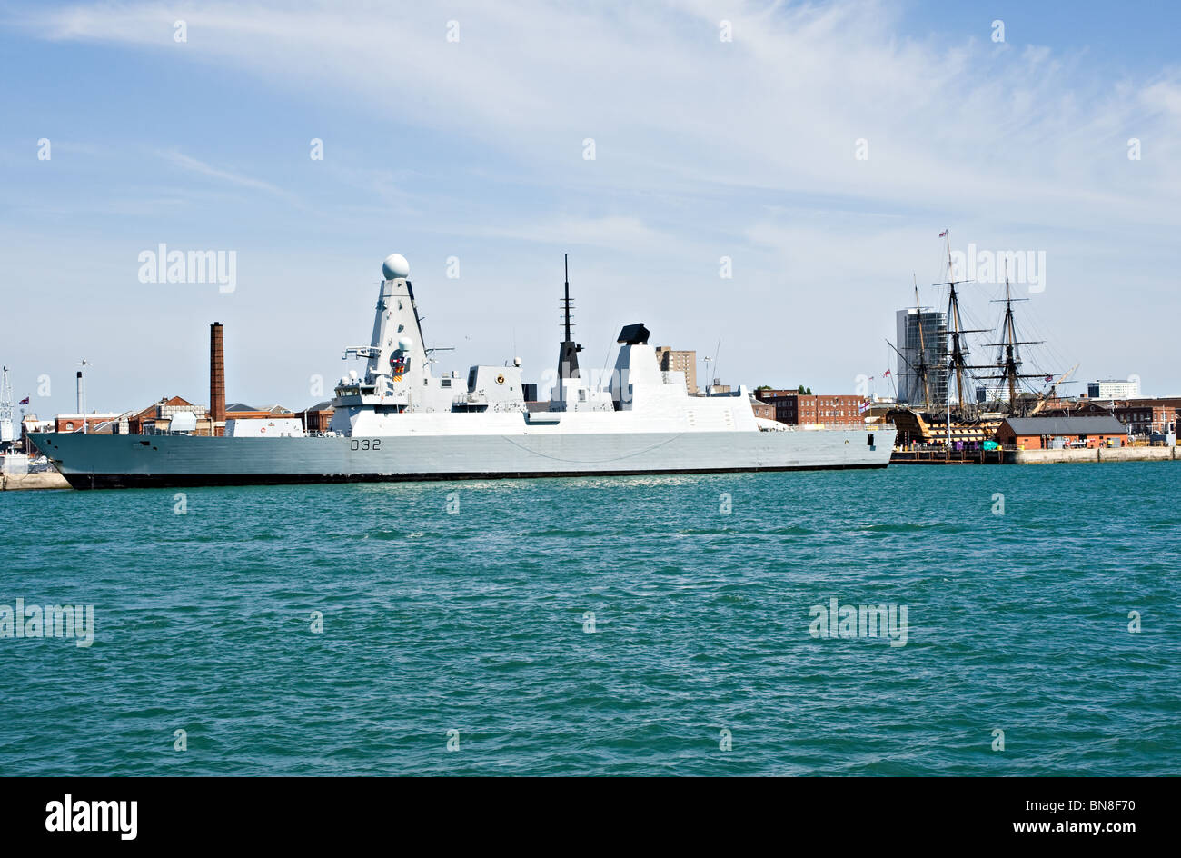 Royal Navy Type 45 Destroyer HMS Daring D32 Docked in Portsmouth Naval ...