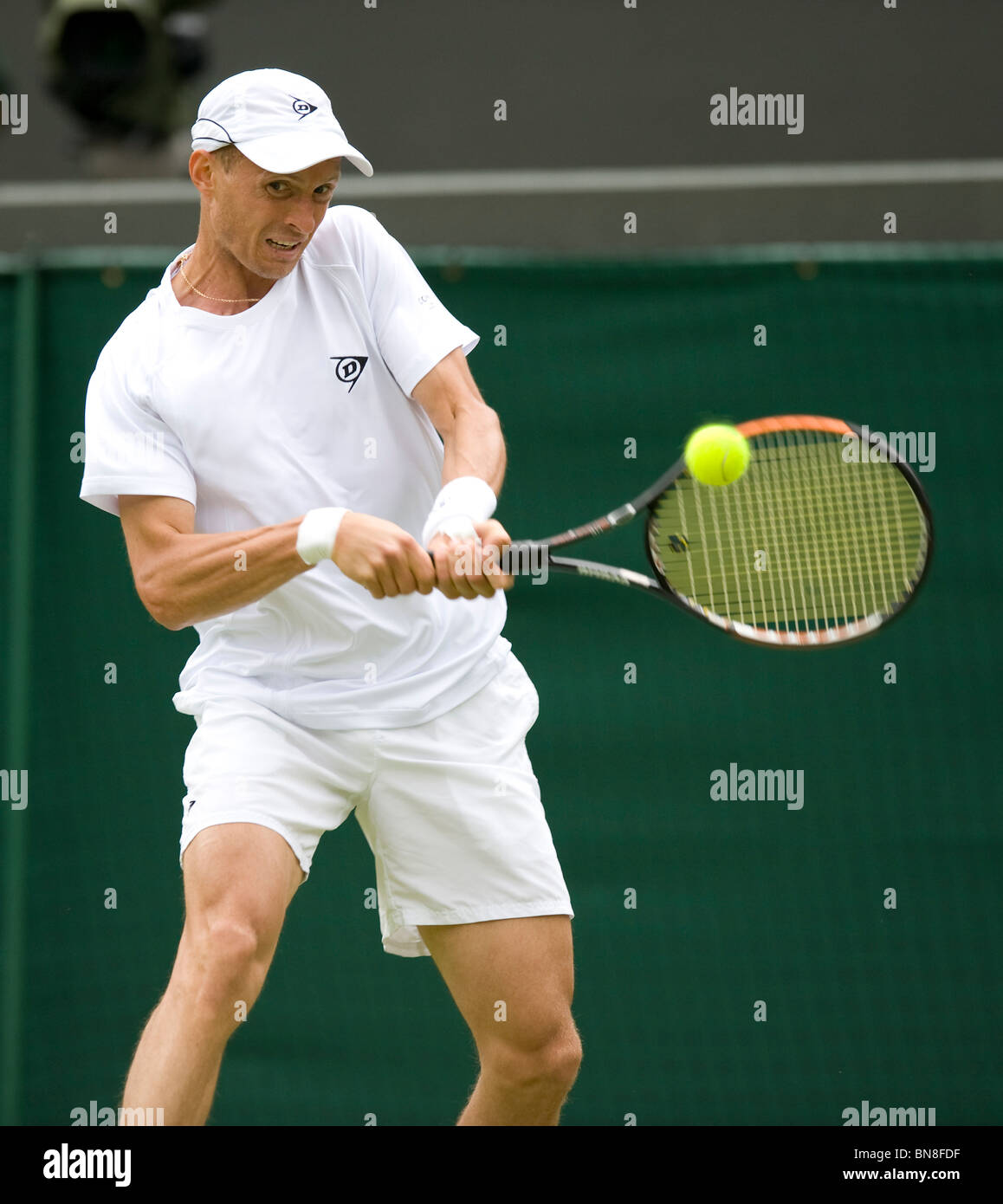 Nikolay Davydenko (RUS) in action during the Wimbledon Tennis ...