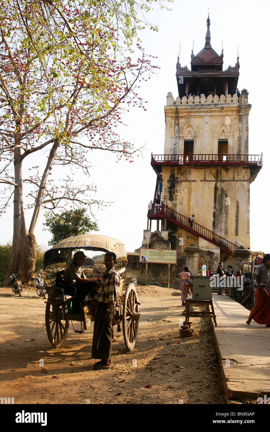 Myanmar, Innwa (Ava) ancient city, the leaning tower of Ava Stock Photo ...