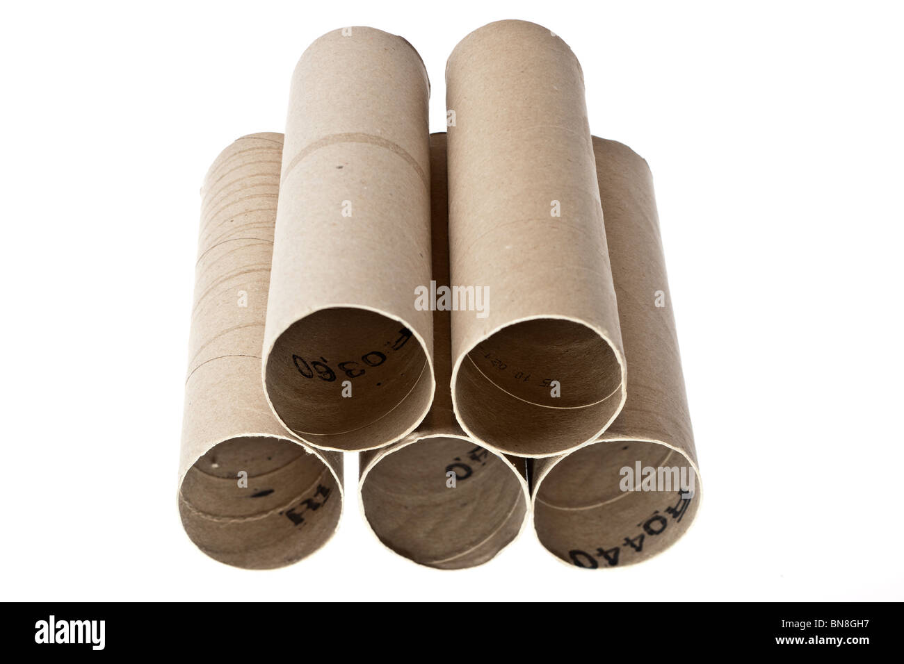 Pile of old paper roll cardboard tubes Stock Photo - Alamy