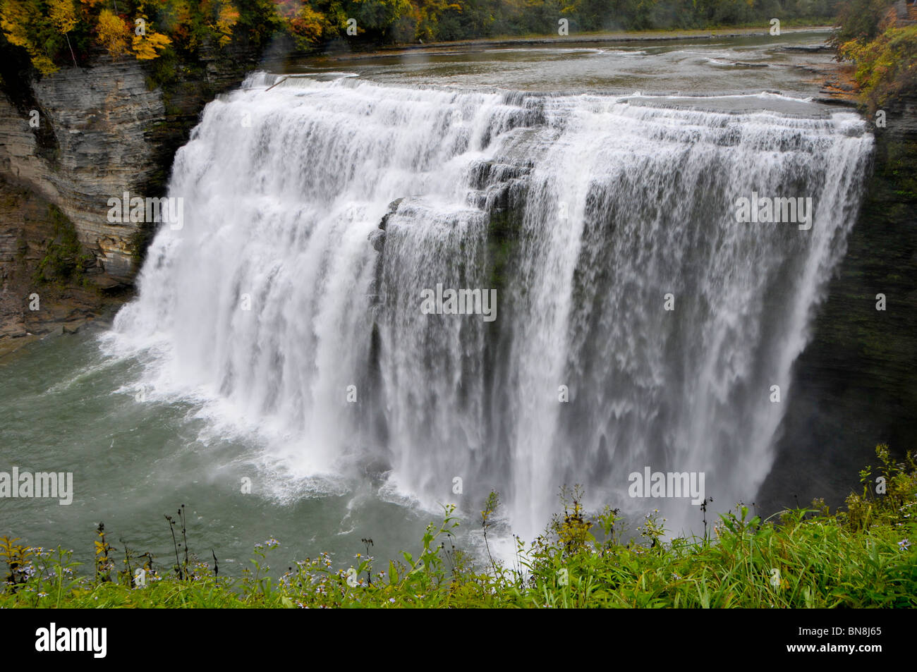 Letchworth State Park Middle Falls Area Western New York Stock Photo ...