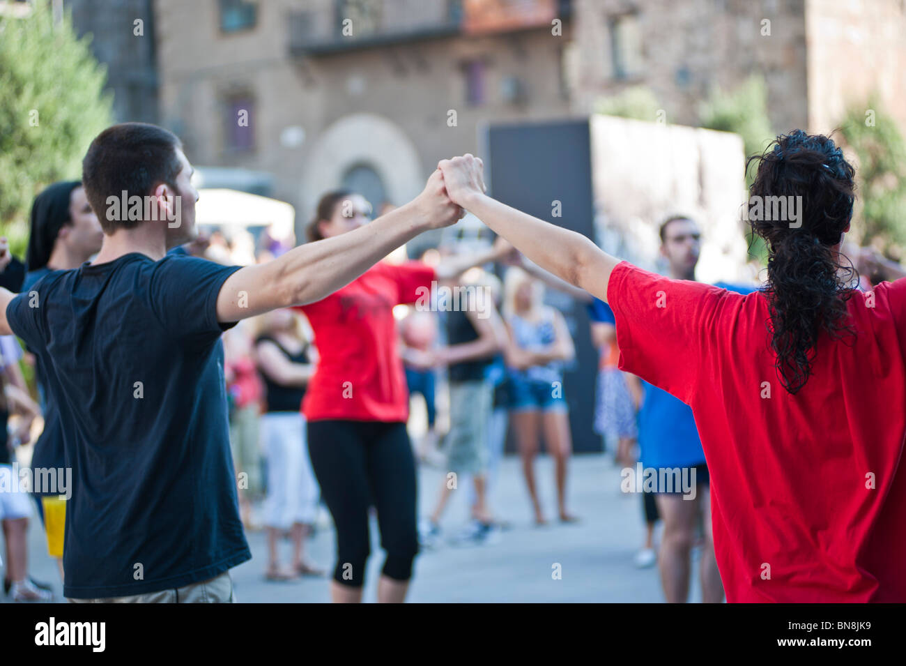 People dancing the Sardana, traditional dance of Catalonia Stock Photo ...