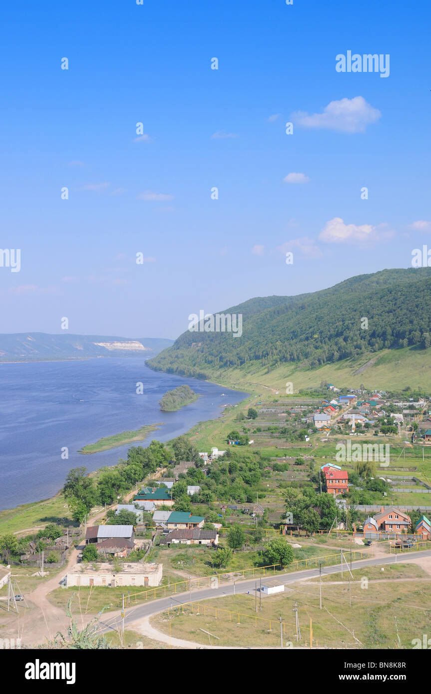Volga river in summer. View from the mountains of the National Park ...