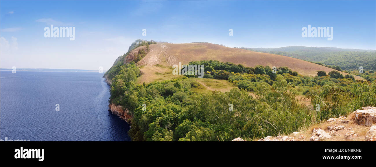 Panorama of Molodetsky Barrow in Russian National Park "Samara Luka ...