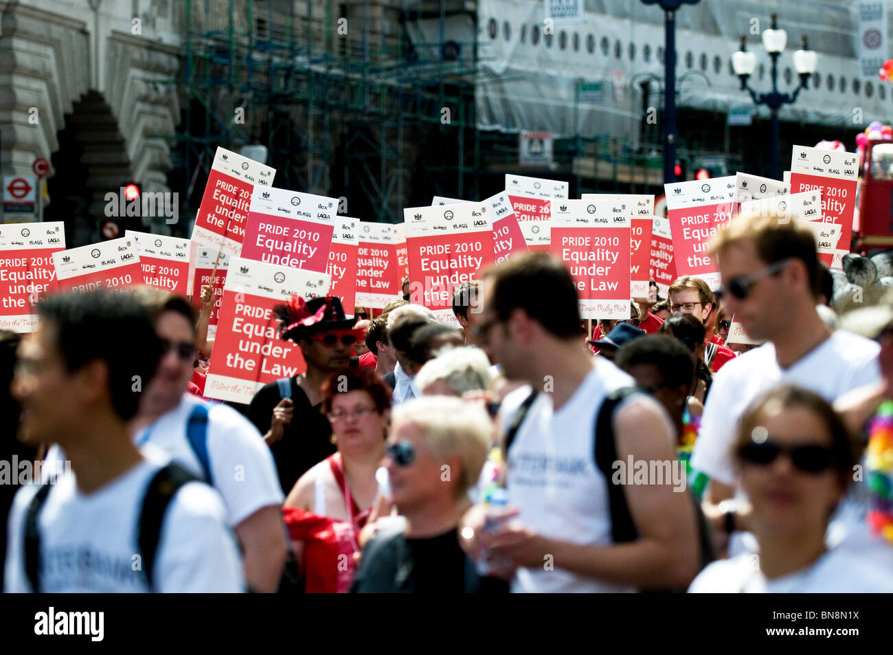Placards held by participants in the Pride London celebrations. Photo ...