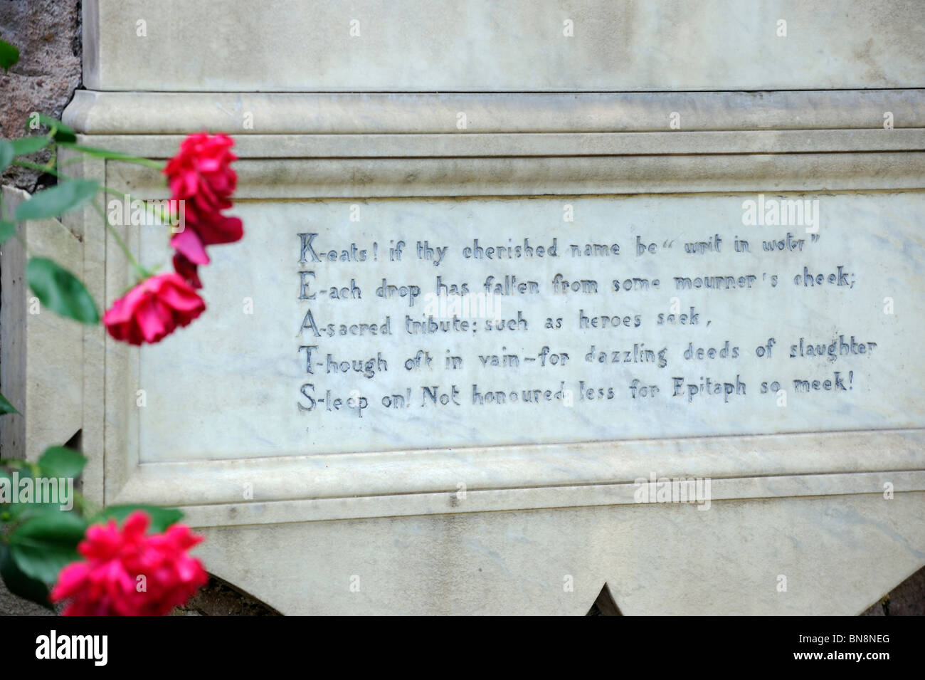 An epitaph close to the burial place of John Keats in the English ...