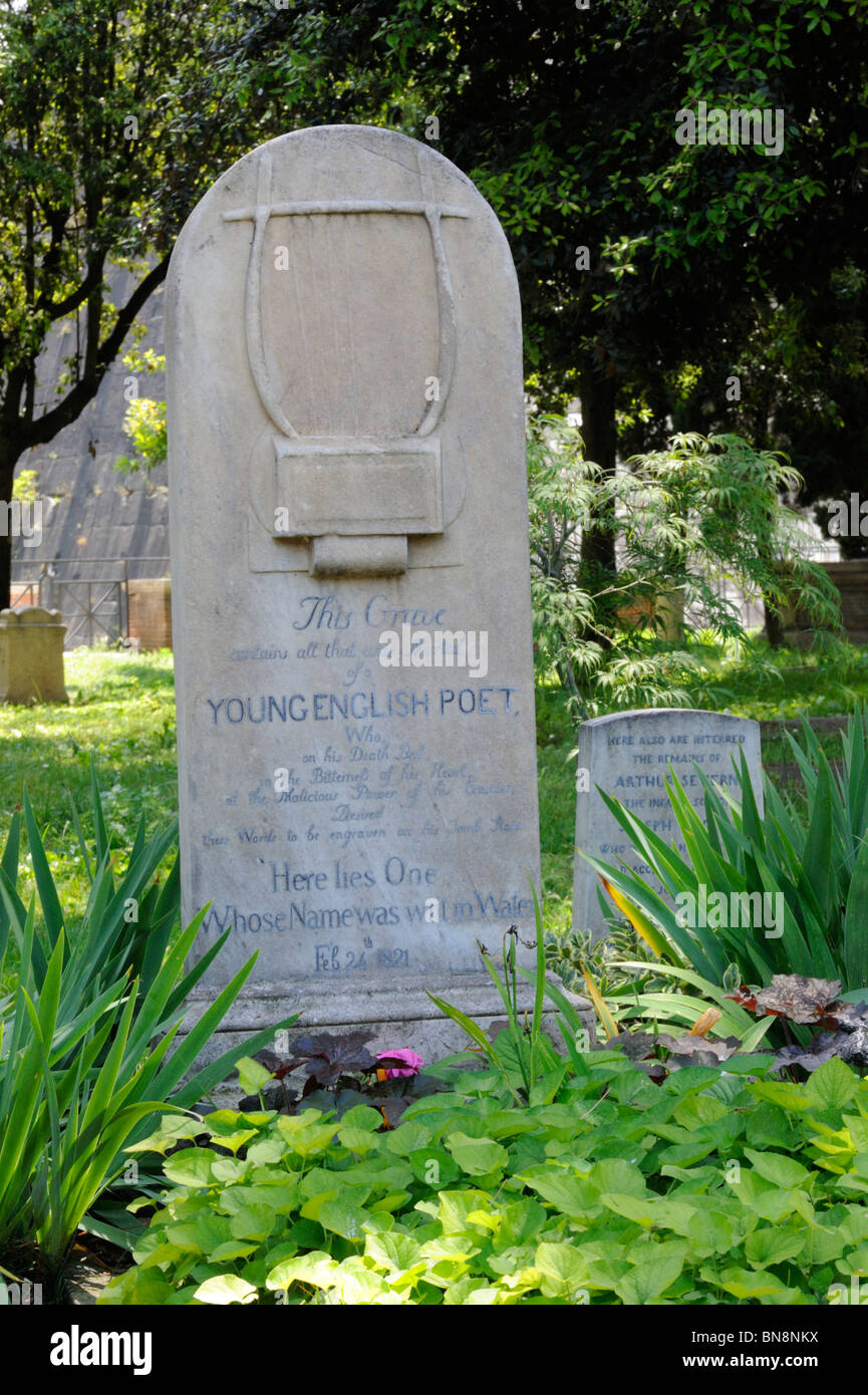 The grave of John Keats (1795 - 1821) and Arthur Severn (died 1837) - son of Joseph Severn, died ...
