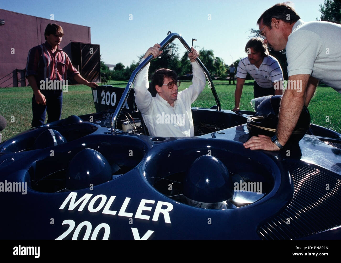 Dr. Paul Moller sitting in the Moller M200X before flying the VTOL ...
