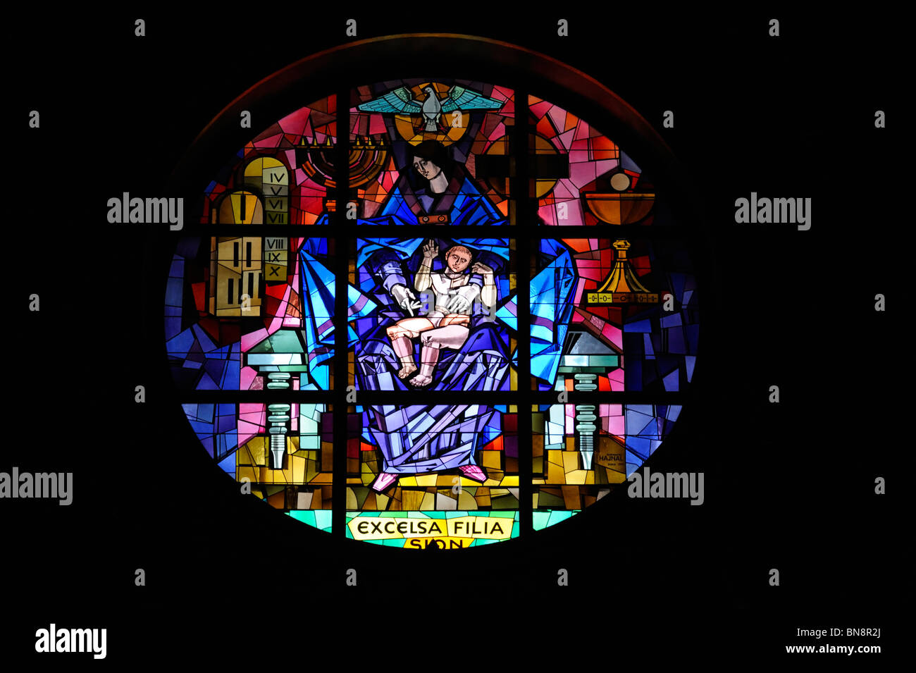 A stained glass window in Santa Maria Maggiore, Monte Esquilino, Rome ...