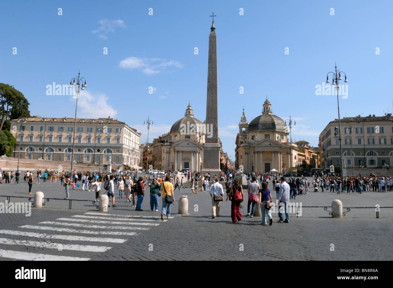 Piazza del Popolo with its Flaminian Obelisk in Tridente, Rome, Italy ...