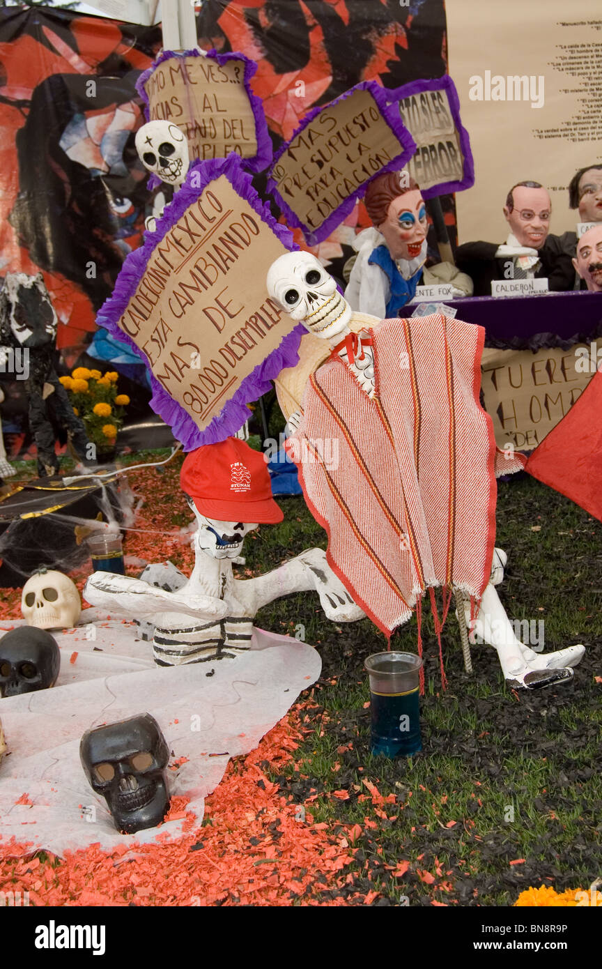 Skeletons representing mexican persons protesting against the ...