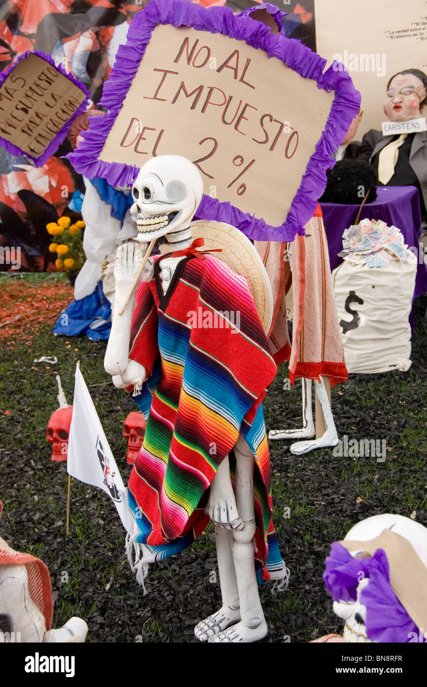 Skeletons representing mexican persons protesting against the ...