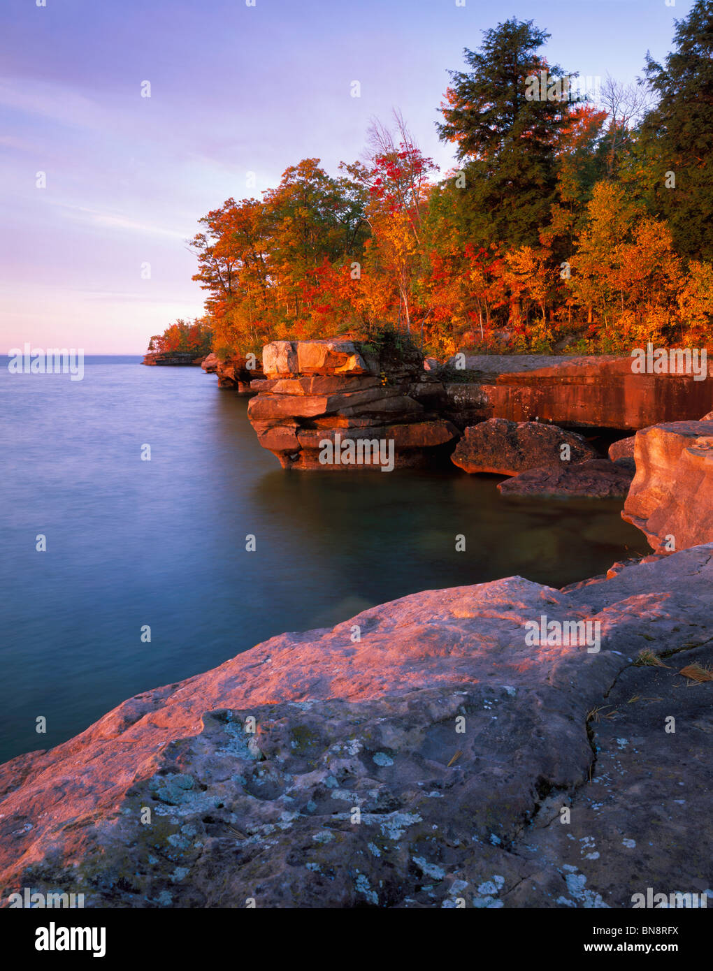 Big Bay State Park, WI: Lake Superior and sandstone cliffs of Big Bay ...