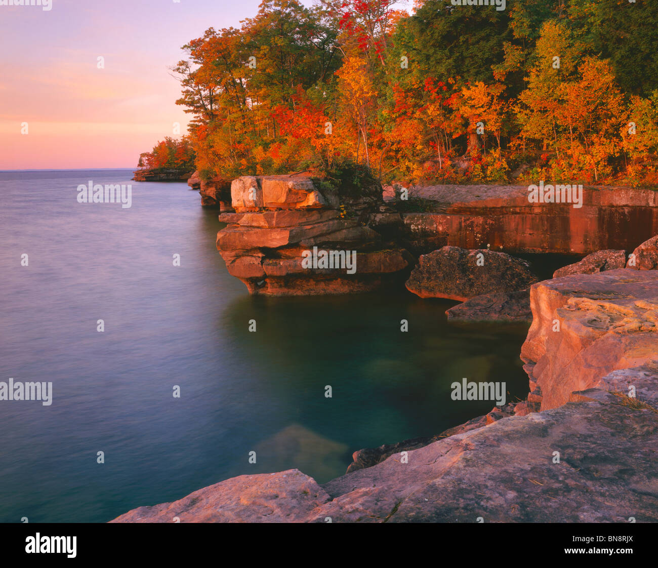 Big Bay State Park, WI: Lake Superior and sandstone cliffs of Big Bay ...