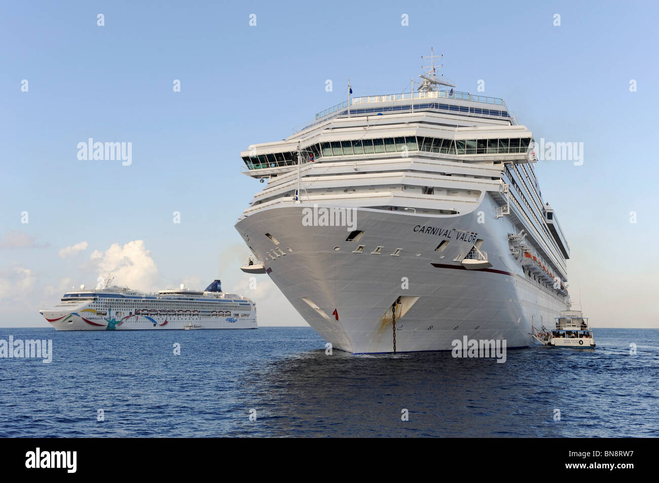 Caribbean Cruise Ship docking at the Cayman Islands in the caribbean ...