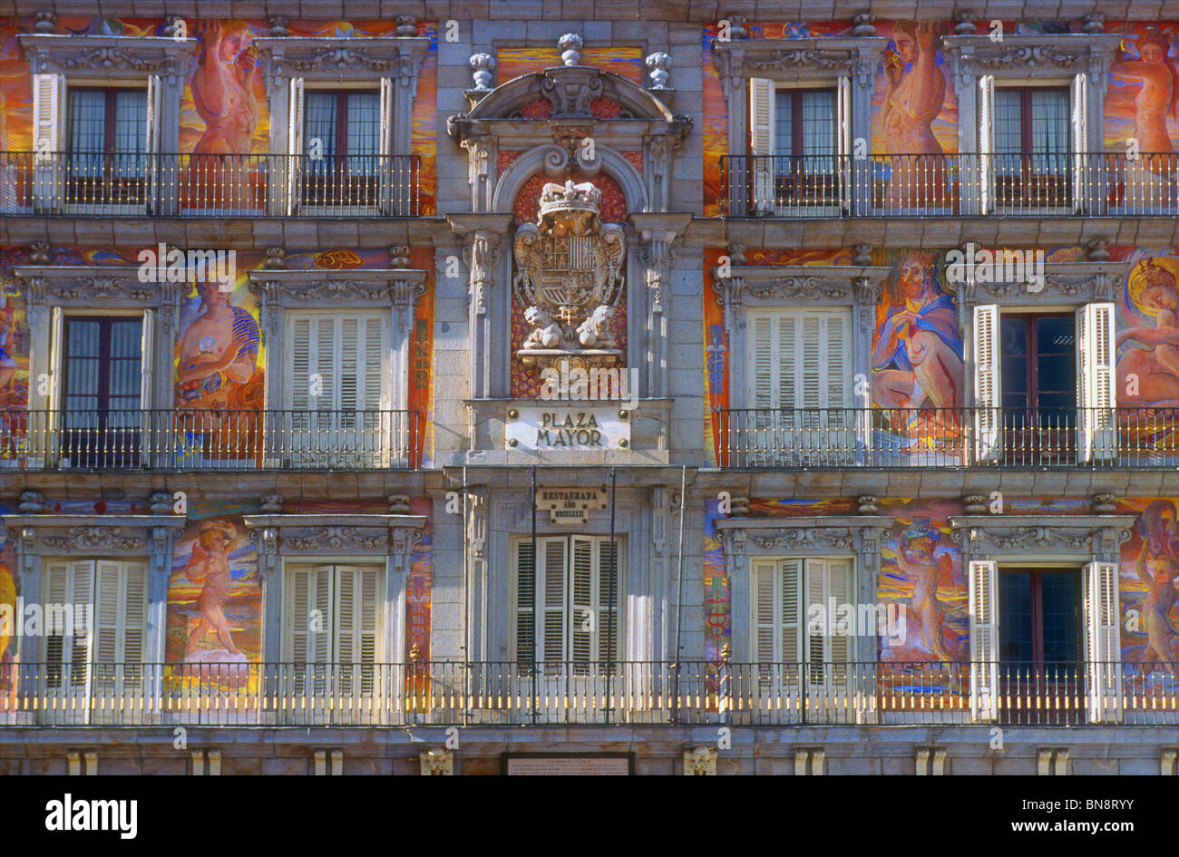 Murals Plaza Mayor in Madrid Spain Stock Photo - Alamy