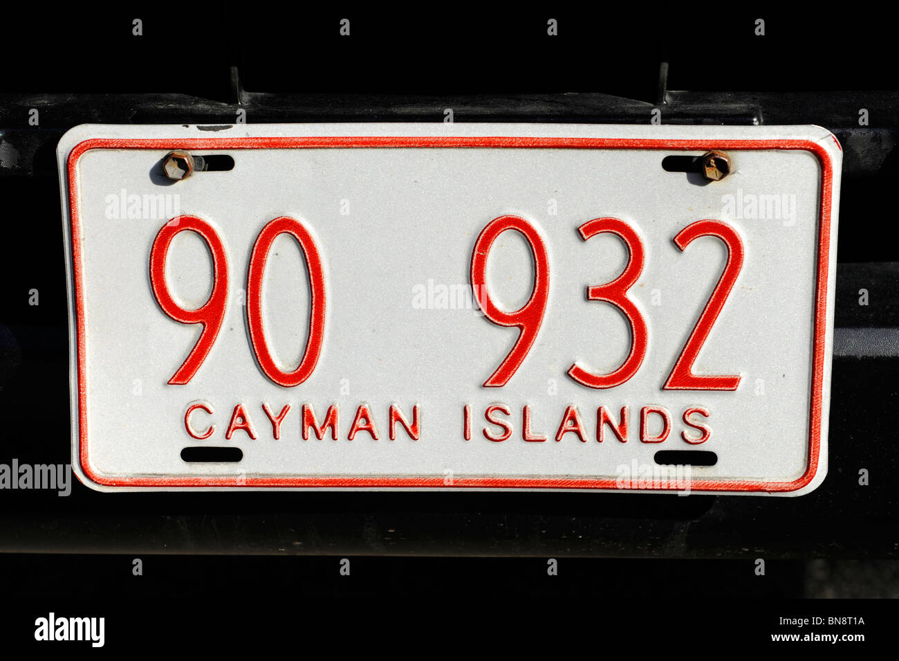 Automobile license plate in Grand Cayman Islands Caribbean Georgetown ...