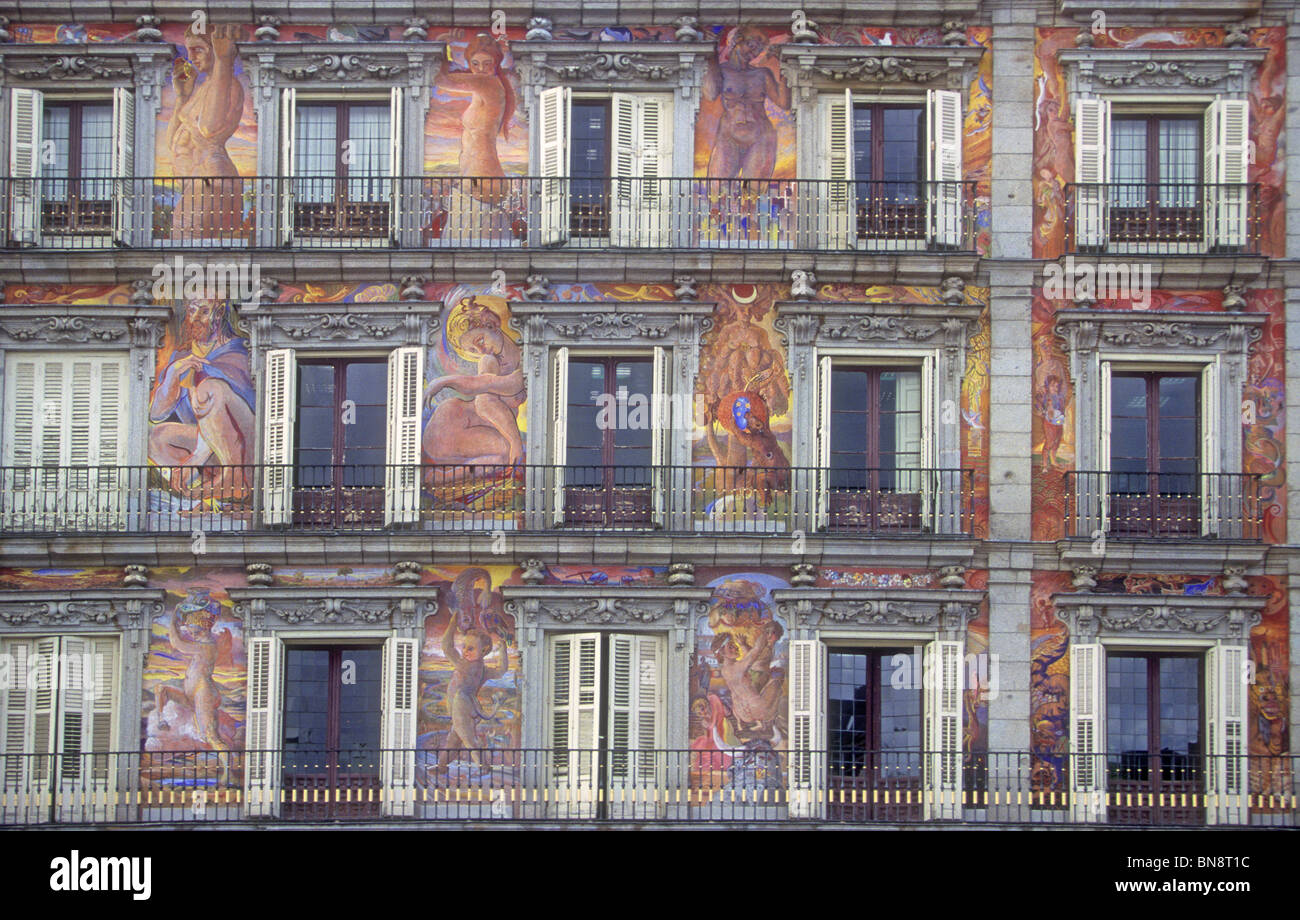 Murals Plaza Mayor in Madrid Spain Stock Photo - Alamy