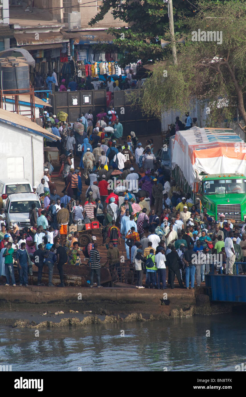 Africa, Gambia. Capital city of Banjul. Port area of Banjul. Over ...