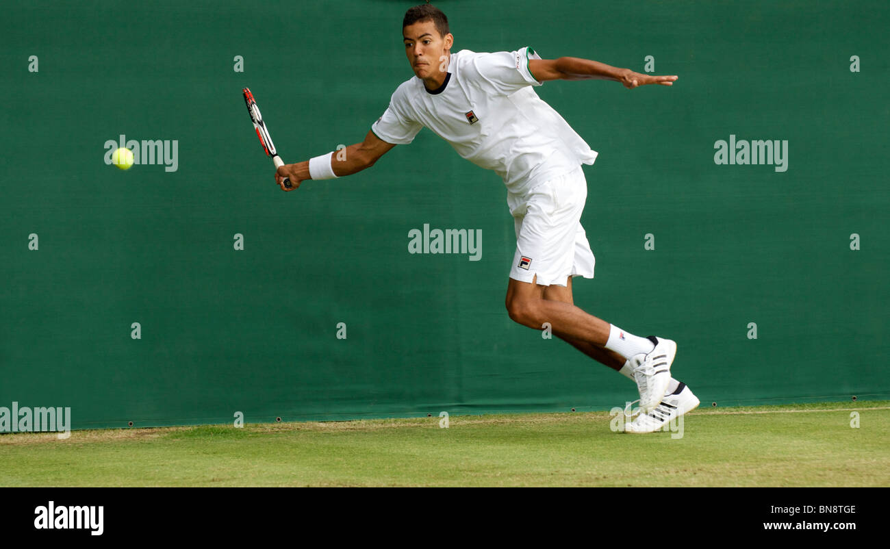 David Rice plays a return shot at the Aegon tournament at The Northern ...
