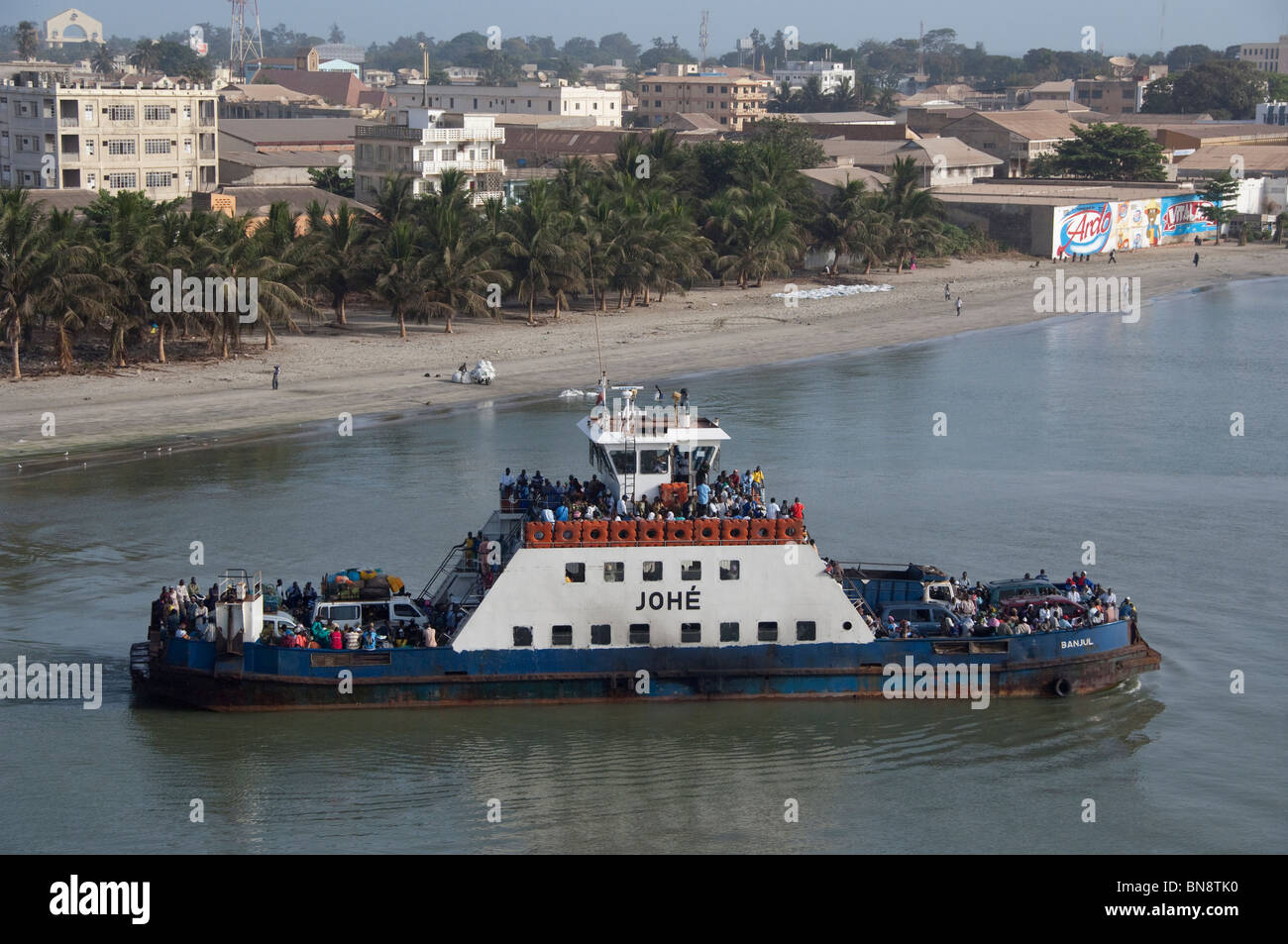 Africa, Gambia. Capital city of Banjul. Port area of Banjul. Over ...