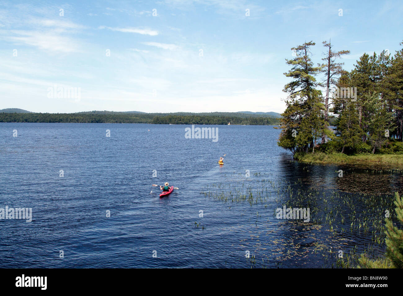 Kayaking on Raquette Lake Adirondack State Park Stock Photo - Alamy