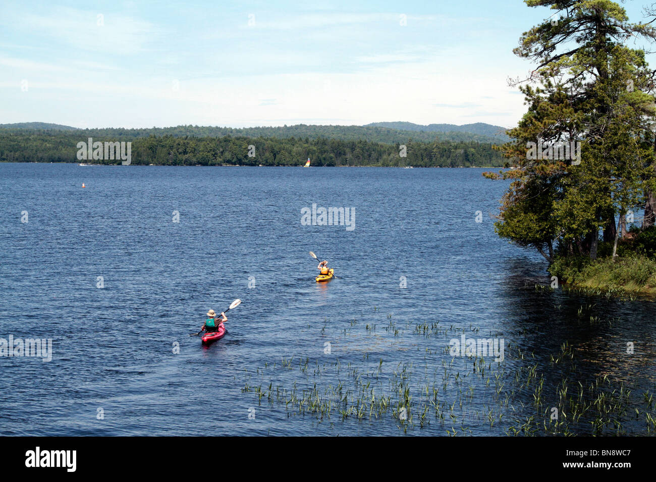 Kayaking on Raquette Lake Adirondack State Park Stock Photo - Alamy
