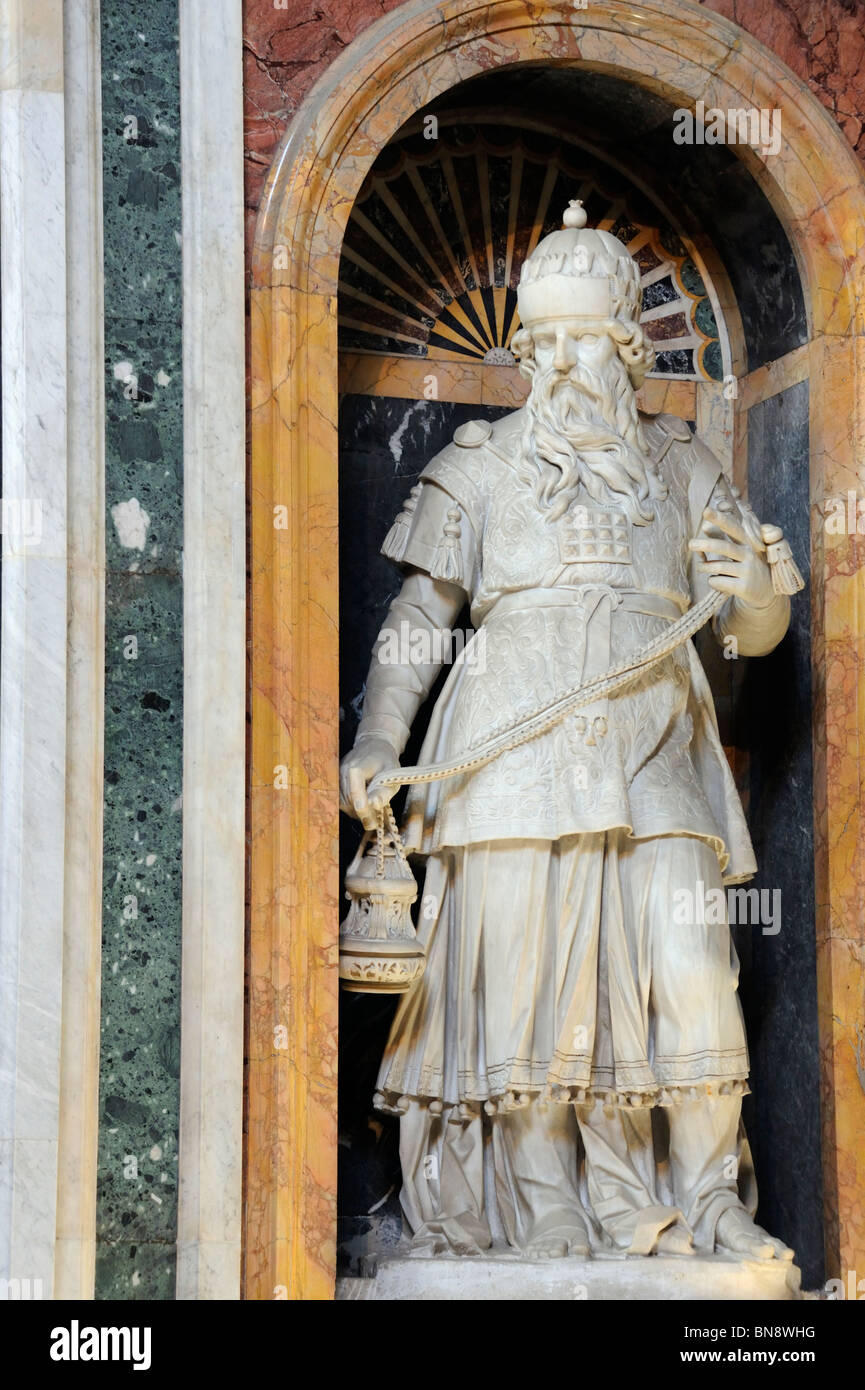A statue of a thurifer in a niche in Santa Maria Maggiore; Monte ...
